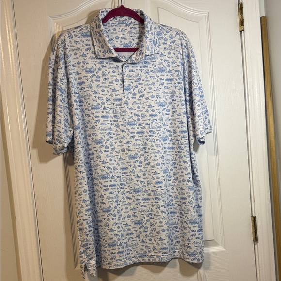 Rhoback | Shirts | Rhoback Charlotte Nc Light Blue Patterned Polo Shirt ...